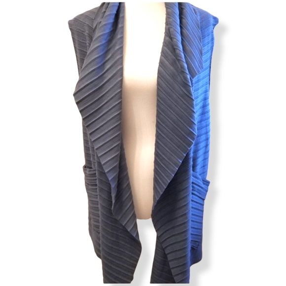 Le Moda | Jackets & Coats | Nwt Le Moda Dusty Blue Pleated Fleecy Vest ...